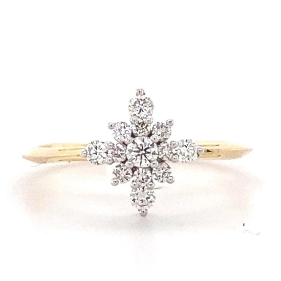 Snowflake Diamond Ring in 14k Solid Gold, Natural Diamonds, , Everyday ...