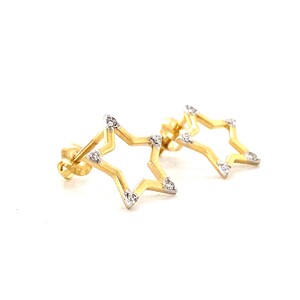 Kids Sparkling Star Diamond Stud Earrings, 14k Solid Gold, Natural ...