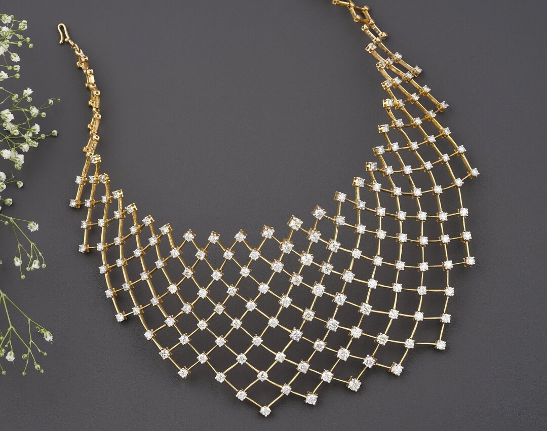 Tessellation Diamond Necklace, Starburst Design Necklace, Cocktail ...