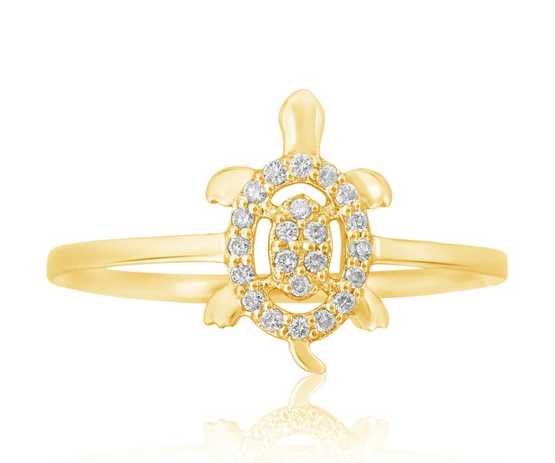 Turtle Diamond Ring/ 14K Solid Gold/ Natural Diamonds/ Gift - Etsy