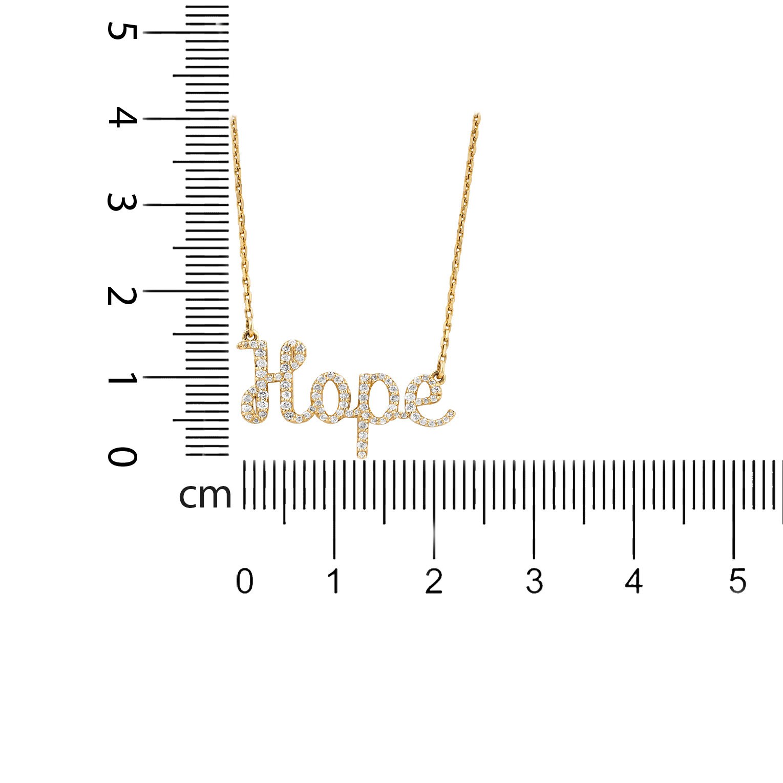 Hope Word Diamond Pendant Necklace, 14k Solid Gold, Natural Diamonds ...