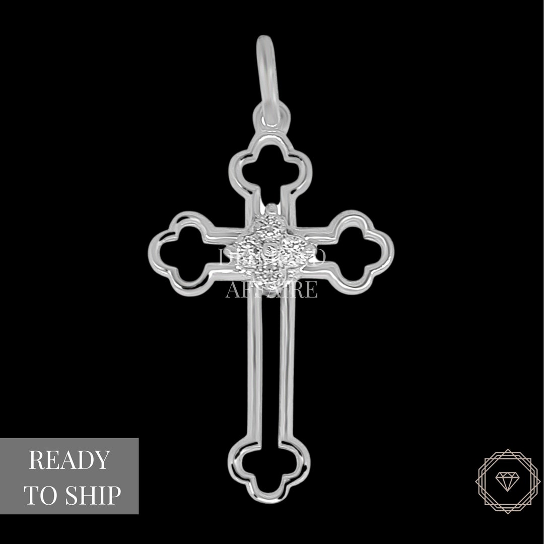 Diamond Cluster Cross Pendant, 14k Solid Gold, Natural Diamonds, Gift ...