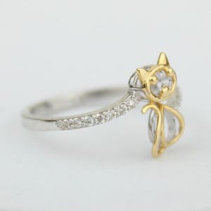 Cat Diamond Ring, Animal Ring, 14k Solid Gold, Natural Diamonds ...