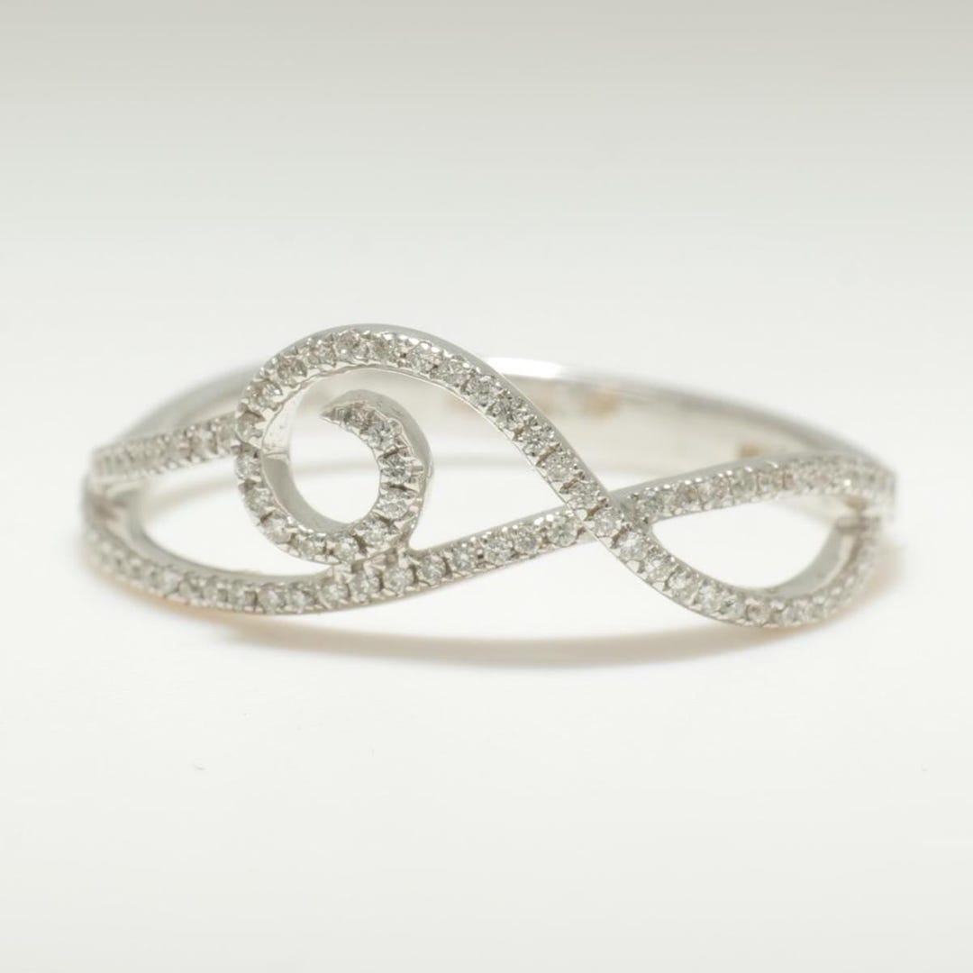 Infinity Loop Diamond Ring, 14k Solid Gold, Natural Diamonds, Stackable ...