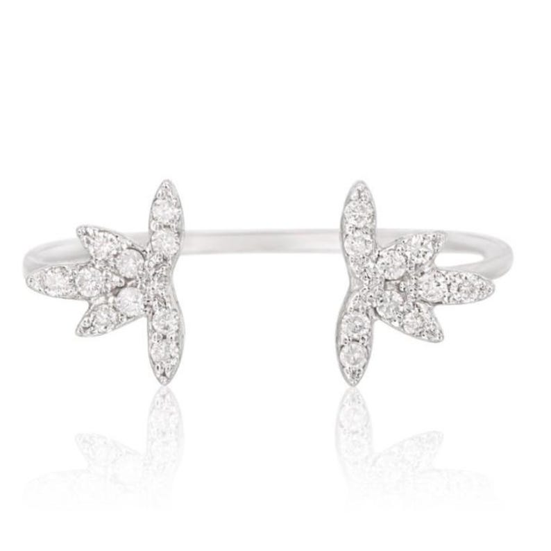 Center Open Diamond Cuff Ring, 14k Solid Gold, Natural Diamonds ...
