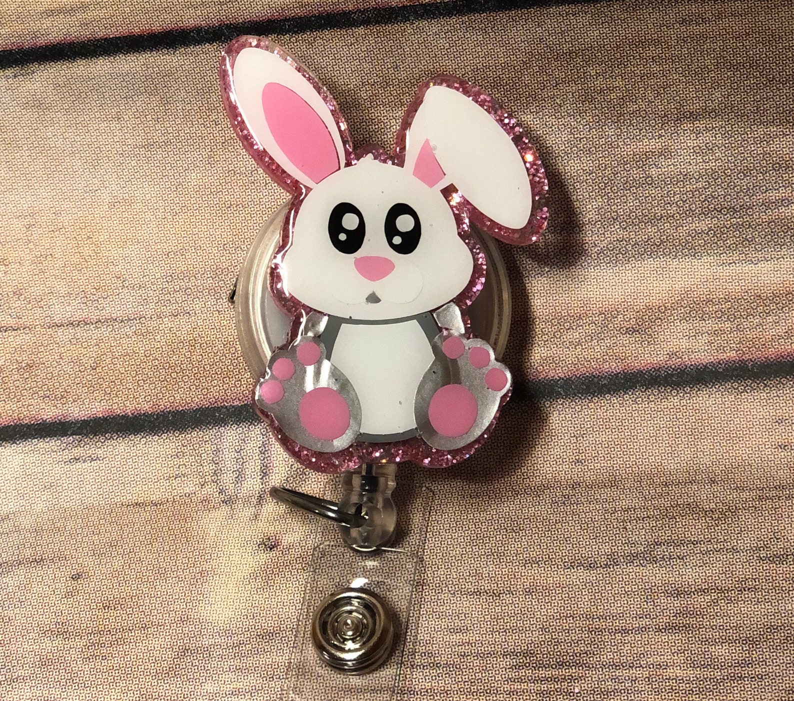 Cute Easter Bunny Badge Reel Charm | Etsy