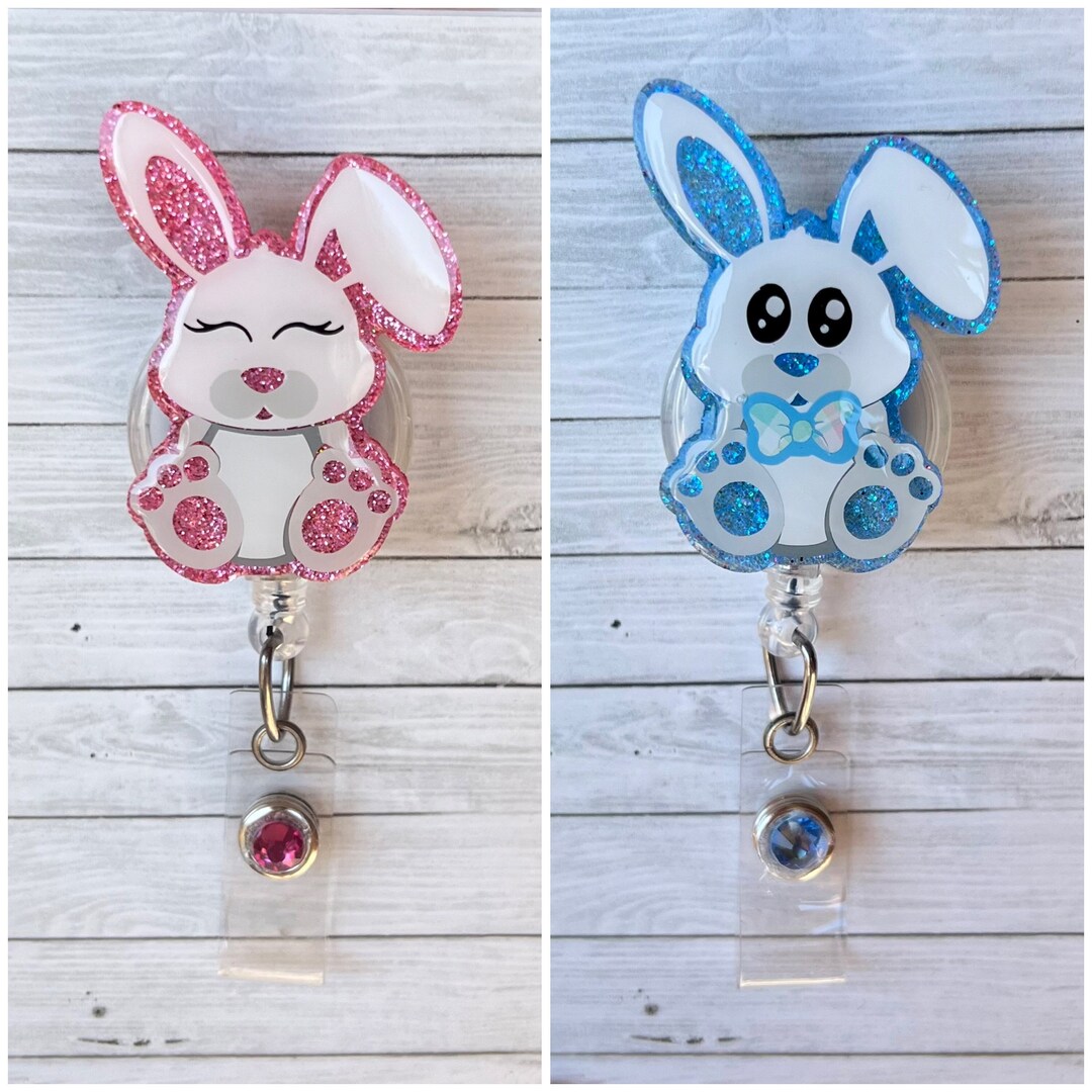 Cute Easter Bunny Badge Reel Charm - Etsy
