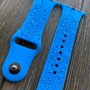 Henna Floral Pattern Engraved Watch Band Compatible With Apple Watch ...