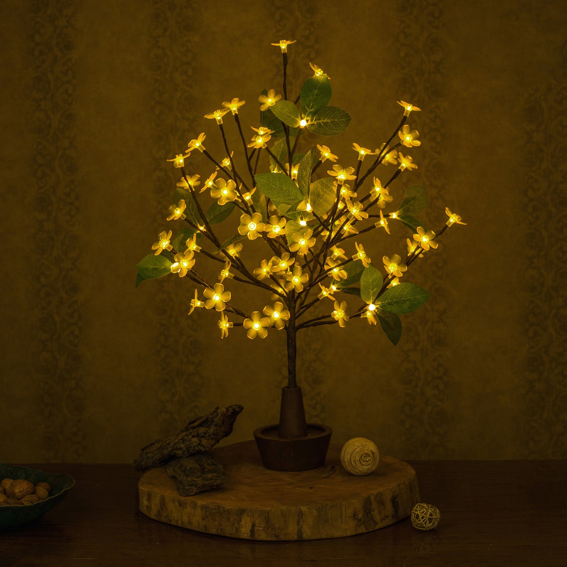 LED Tree Cherry Blossom SakuraTable lamp Yellow Flower lamp | Etsy