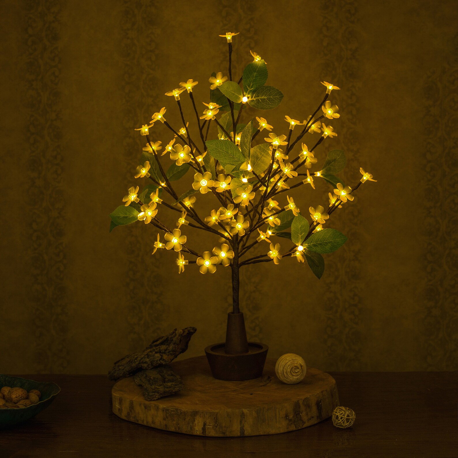 LED Tree Cherry Blossom SakuraTable lamp Yellow Flower lamp | Etsy