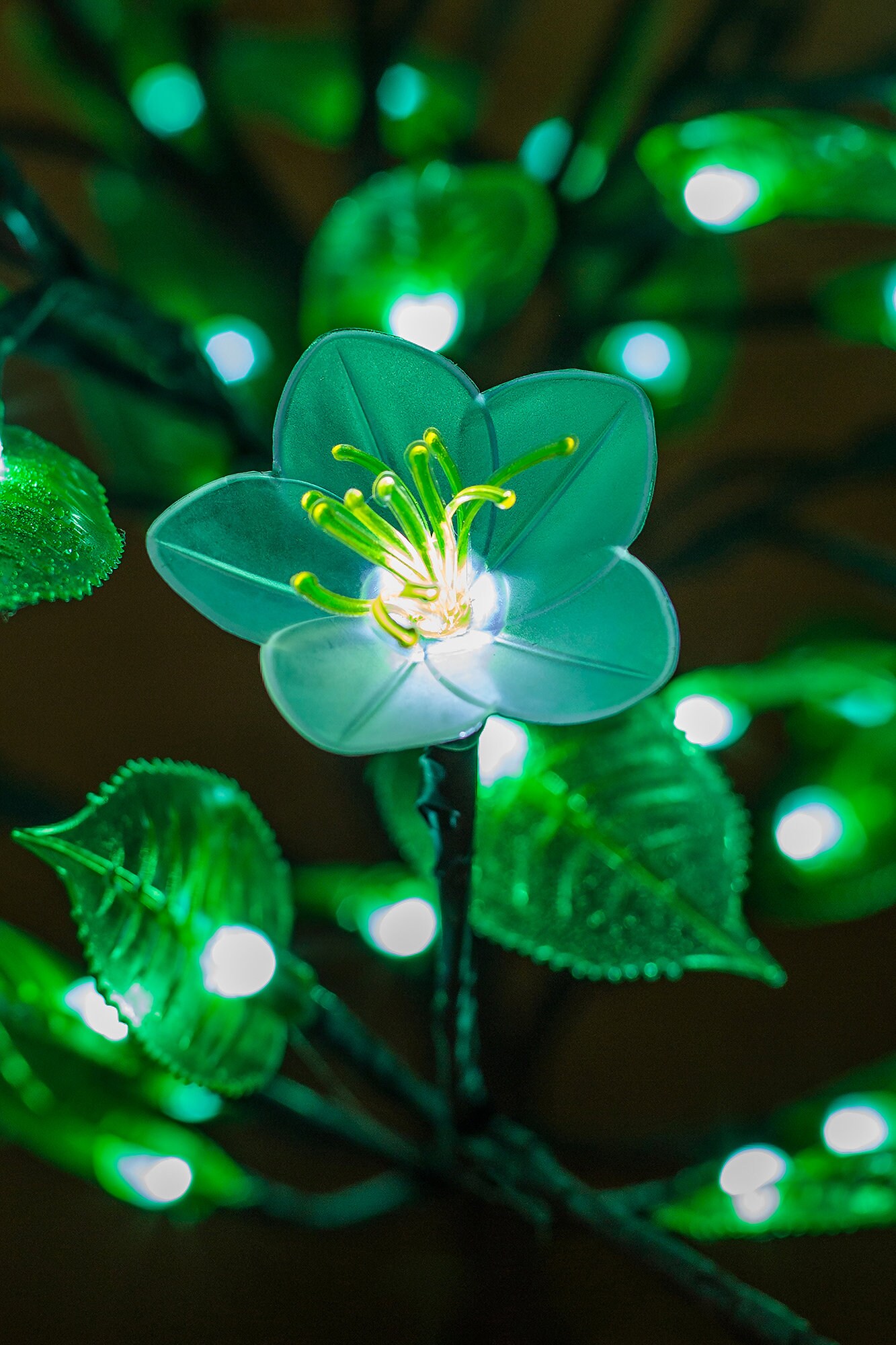 LED Tree Flower Lamp Green Soft Silicone Leaves and Big White - Etsy