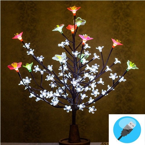 LED Tree Sakura with a white soft silicone flower and transparent ...