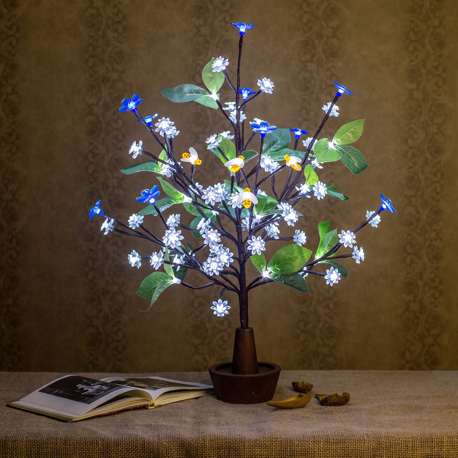 LED Fairy Tree Lamp: Blue Flower Night Light With Bees - Etsy