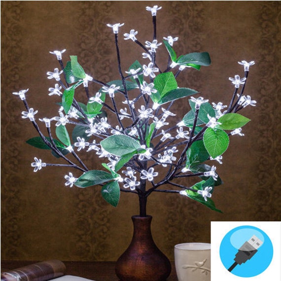 LED Tree Sakura with a white soft silicone flower and transparent ...