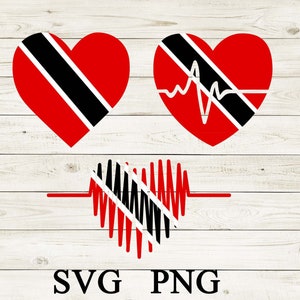 Trinidad and Tobago Heart Flag SVG Clipart-silhouette, Cricut, Love ...