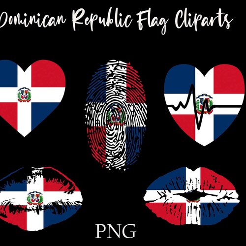 Dominican Republic 5 Flag Clipart Pack Heart Heartbeat - Etsy