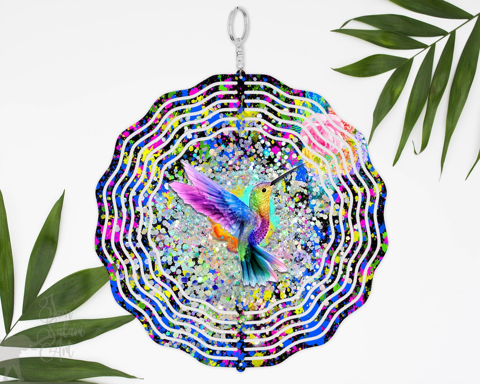 Hummingbird Wind Spinner Paint Splatter Template Wind - Etsy