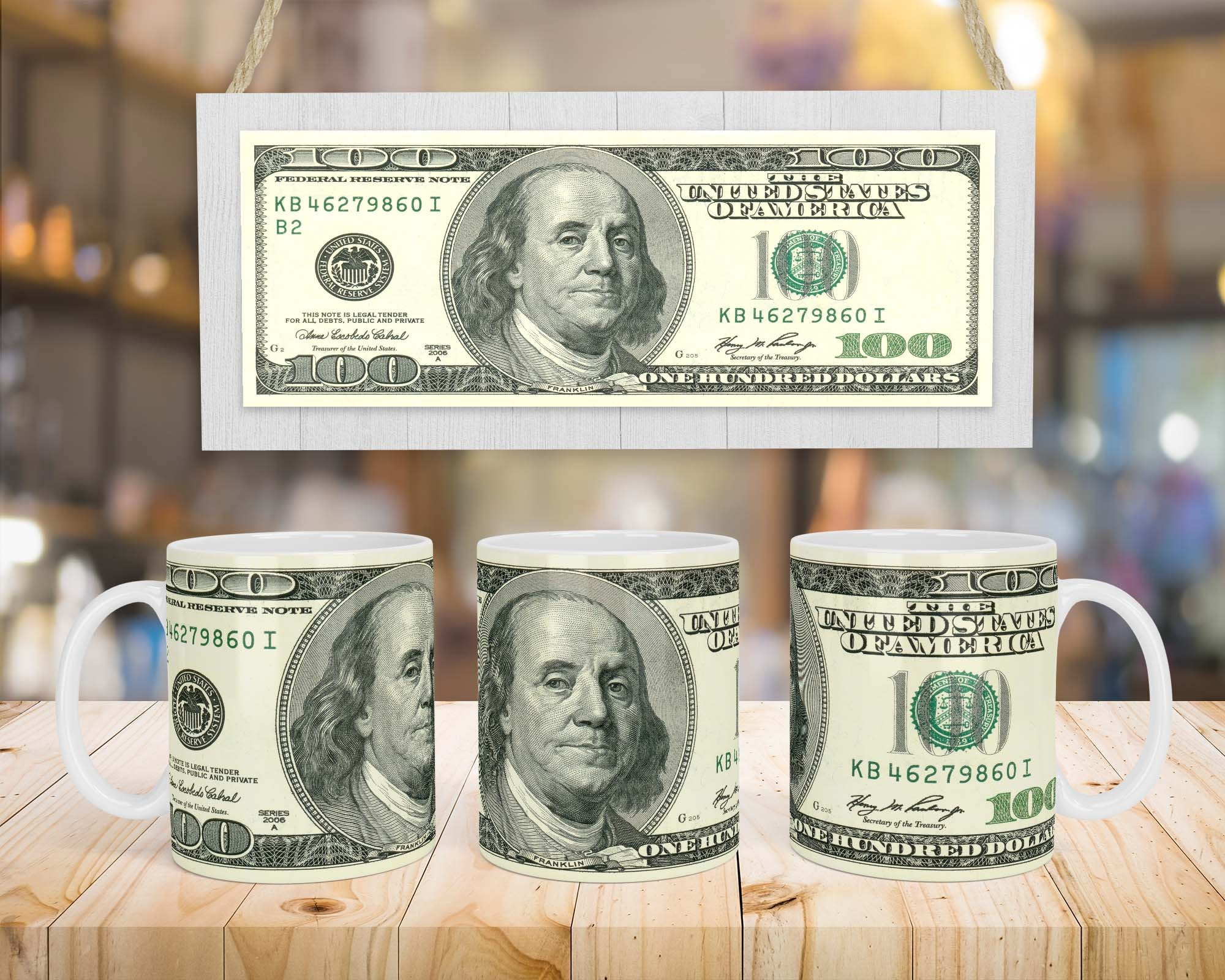 11 Oz Mug Sublimation Design-100 US Dollars Money Mug Wrap | Etsy