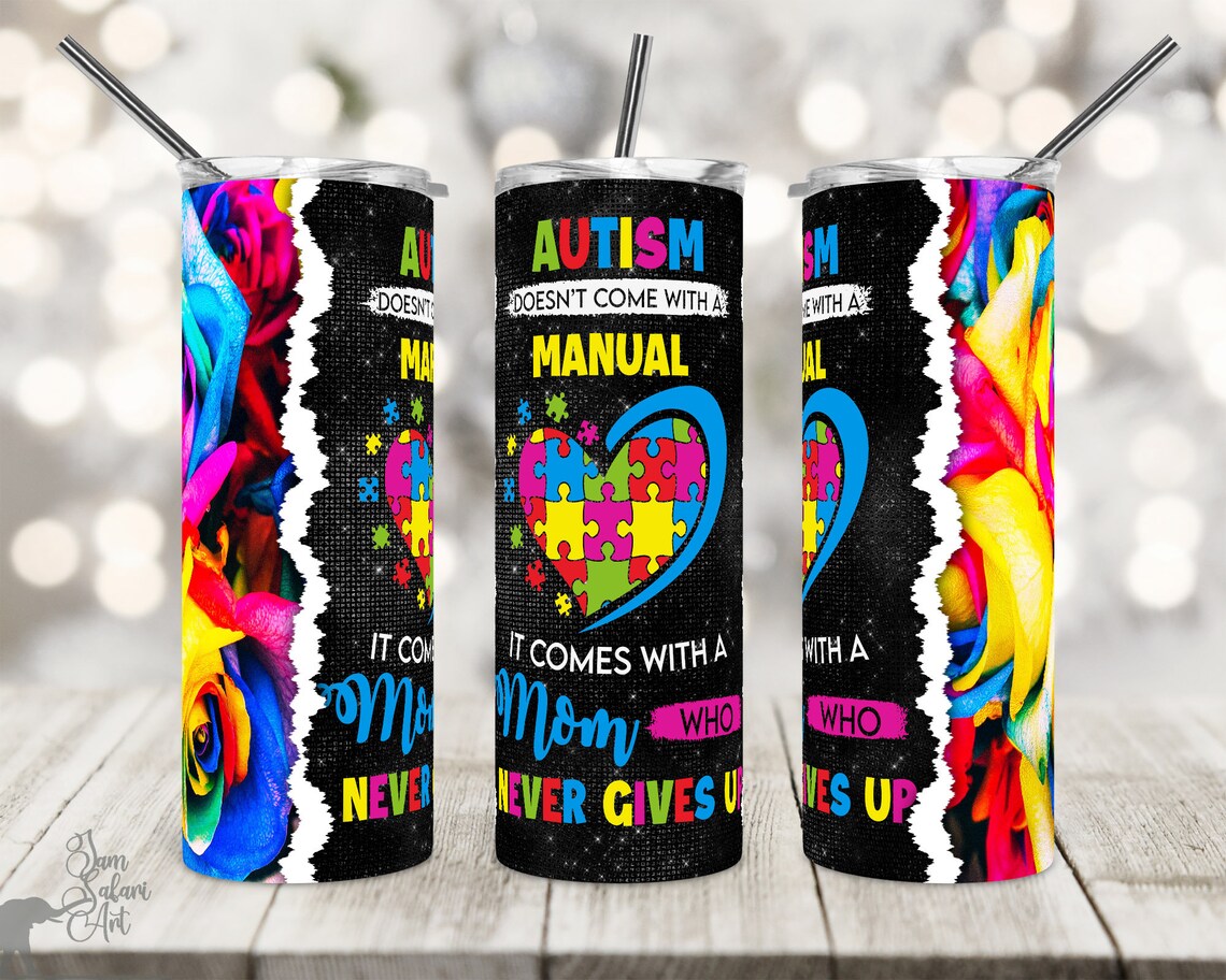 Autism Rainbow Roses Tumbler Wrap 20 Oz Skinny Sublimation - Etsy
