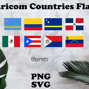 28 CARICOM Countries Flags-caribbean Community, Full Members, Associate ...