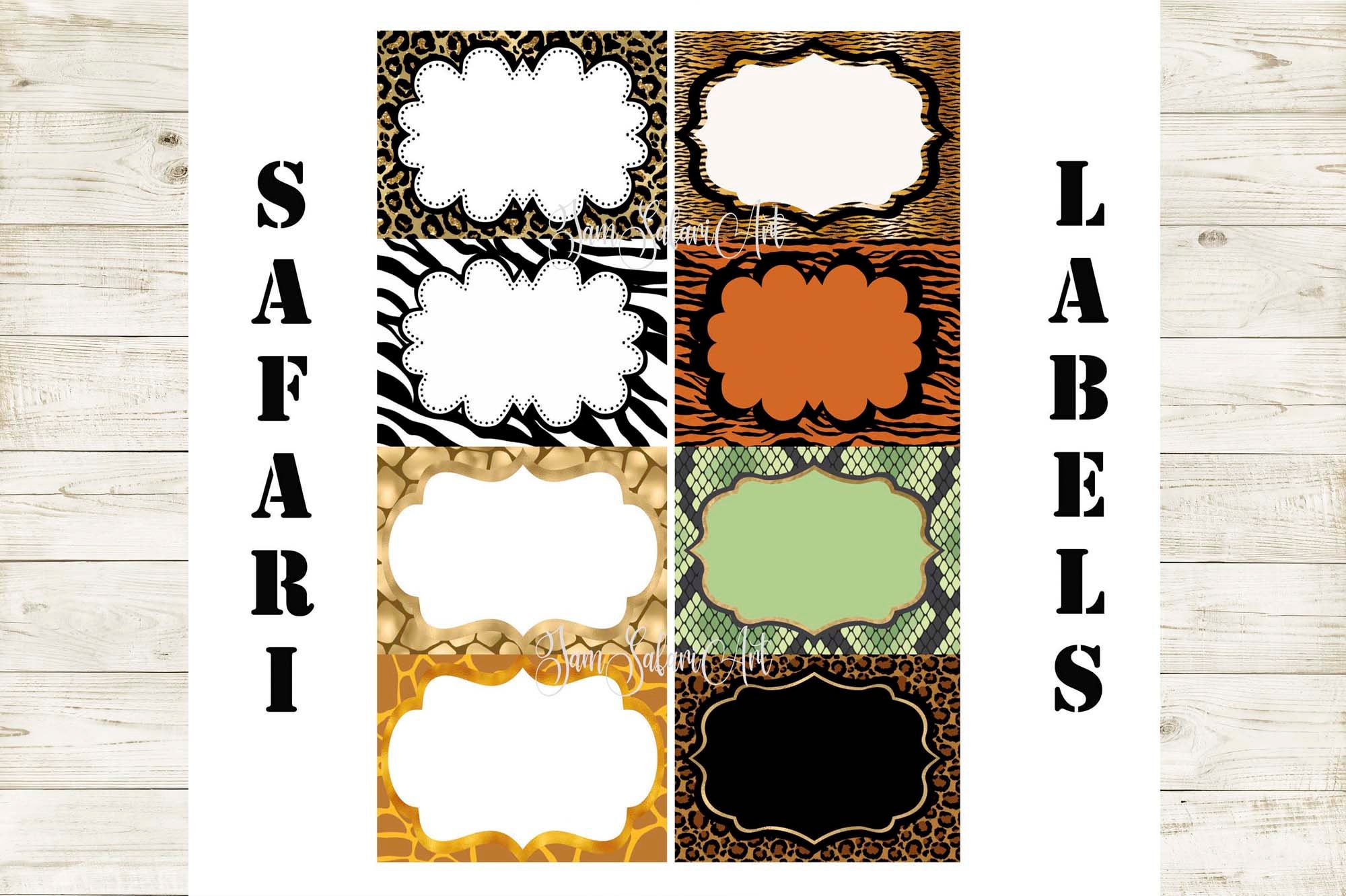 8 Safari Animal Print Food Labels-wild Zoo Tags Stickers - Etsy