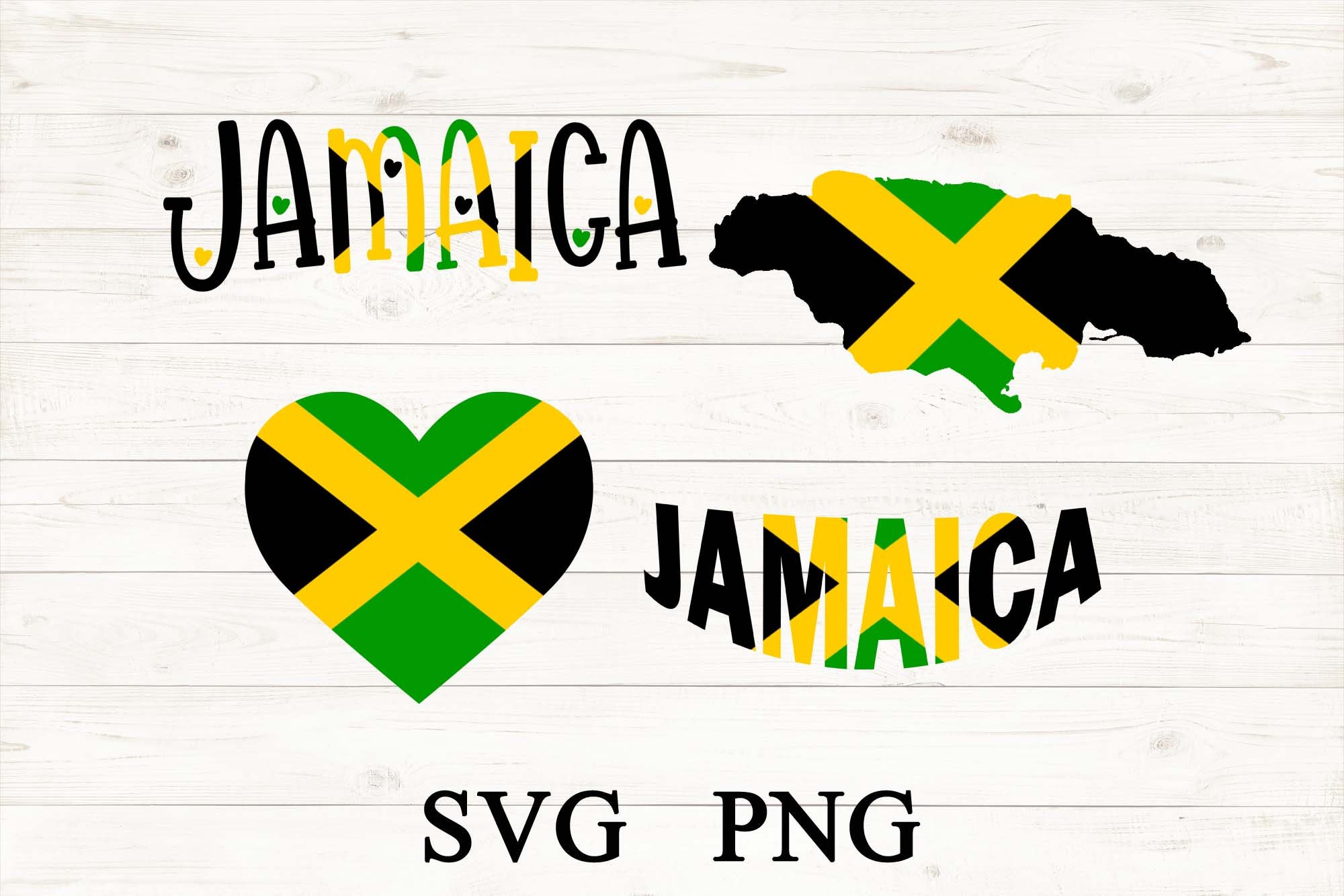 Jamaica Heart and Map in Jamaican Colors Clipart-jamrock - Etsy