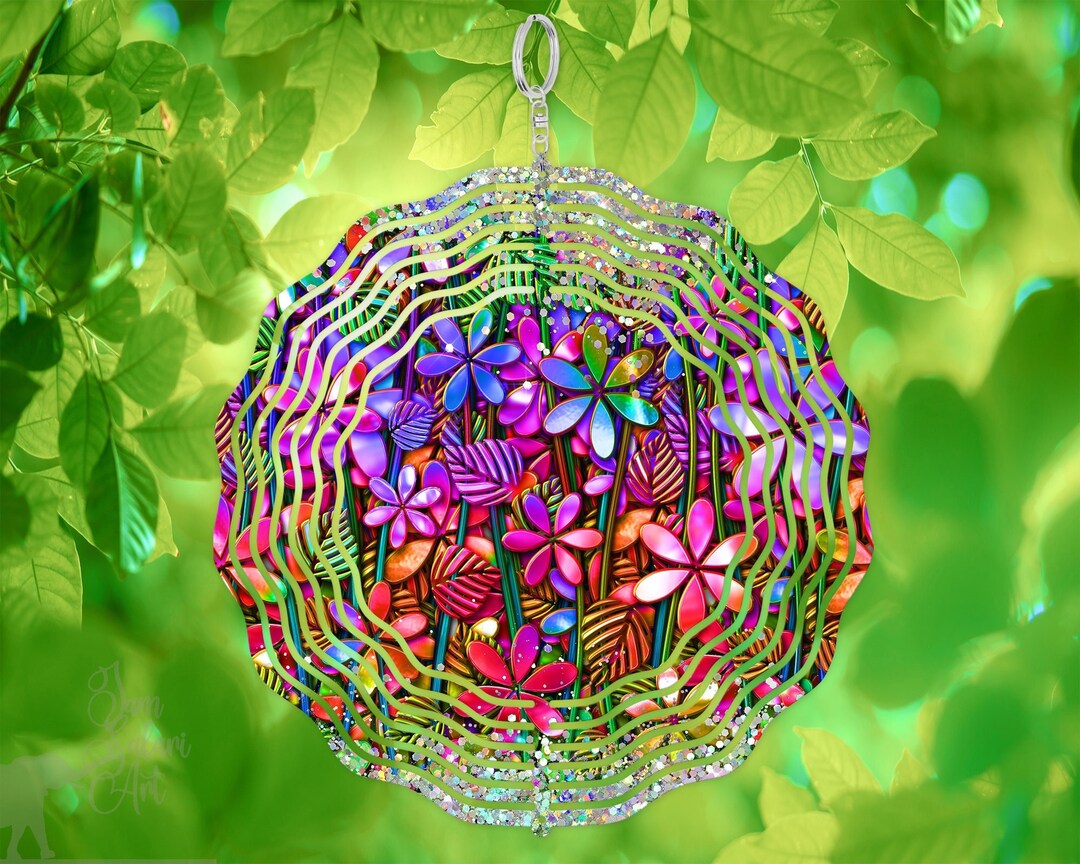 Stained Glass Flowers Wind Spinner Template, Wind Spinners for Outdoors ...