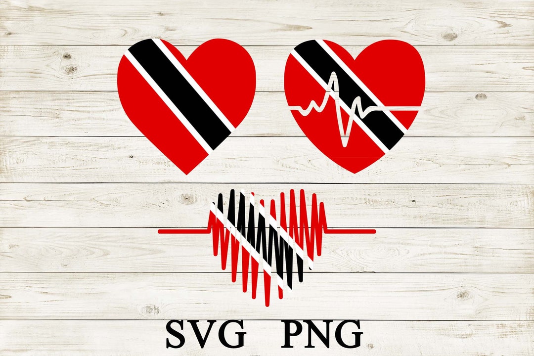 Trinidad and Tobago Heart Flag SVG Clipart-silhouette, Cricut, Love ...