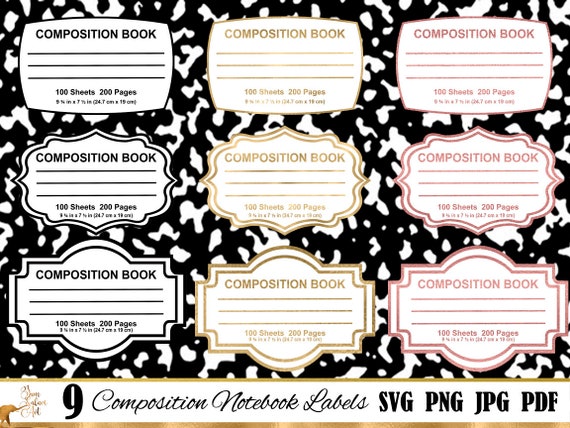 9 Composition Notebook Labels Svg-tags-tumblers Svg Teacher - Etsy