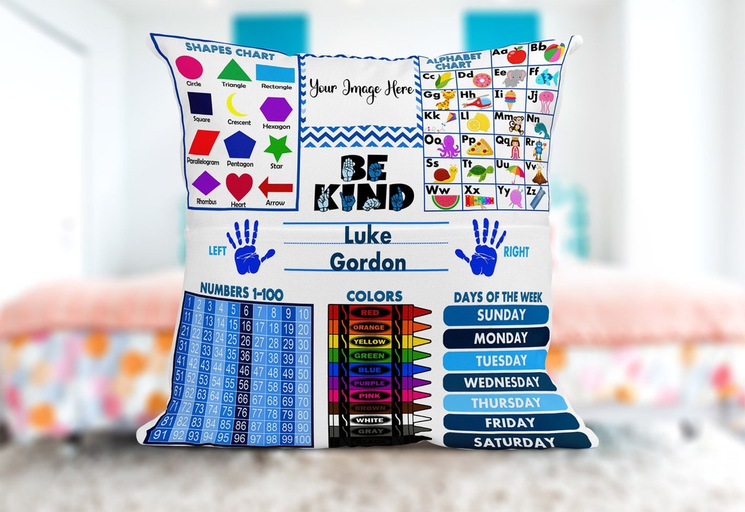 Personalized Learning Pillow Template, Baby Boy, Pre-k, Kindergarten ...