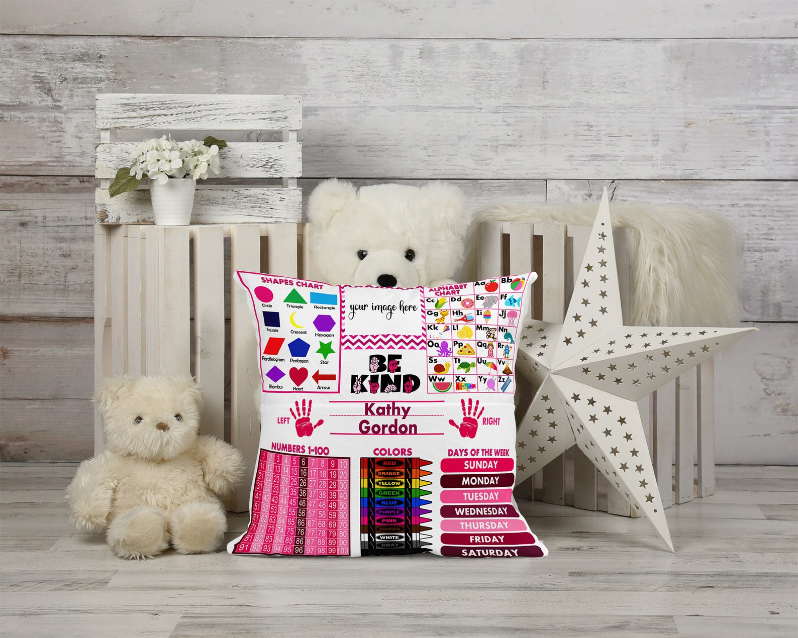 Personalized Learning Pillow Template Baby Girl Pre-k - Etsy