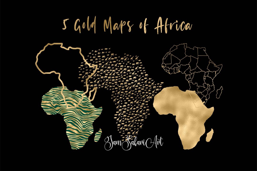 5 Gold African Maps Clipart-instant DOWNLOAD - Etsy