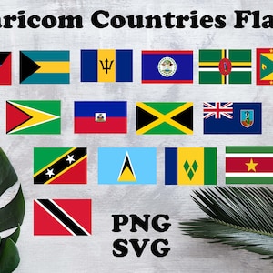 28 CARICOM Countries Flags-caribbean Community, Full Members, Associate ...