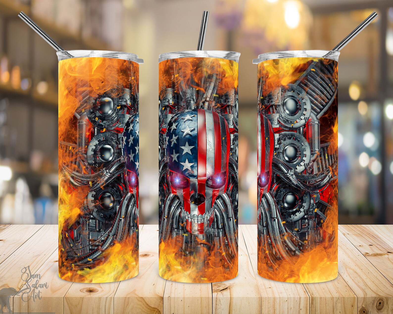20 Oz Skinny Tumbler Sublimation Design Skull and Fire - Etsy
