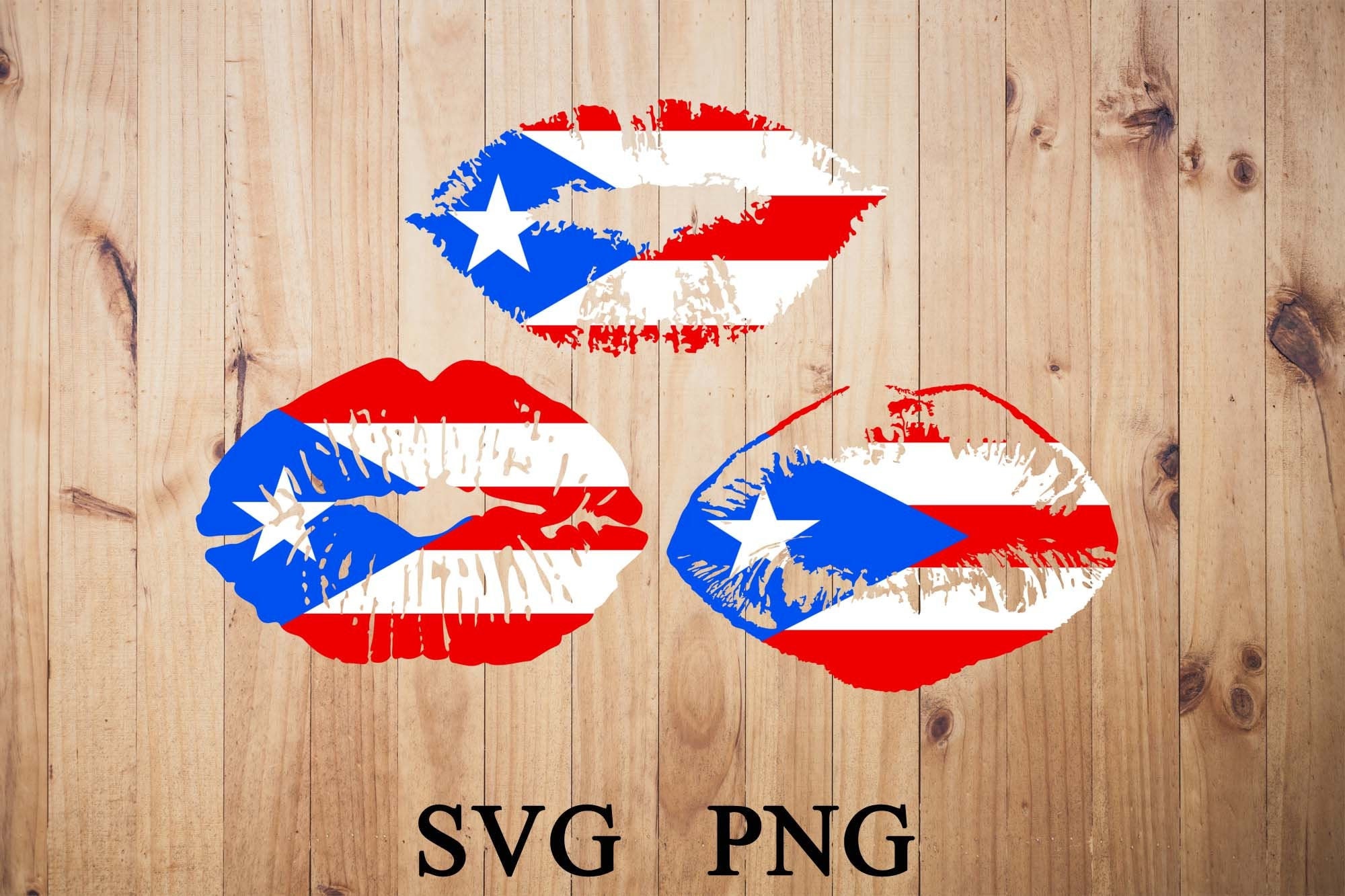 3 Puerto Rico Flag Lips SVG Clipart-Puerto Rican Tropical | Etsy