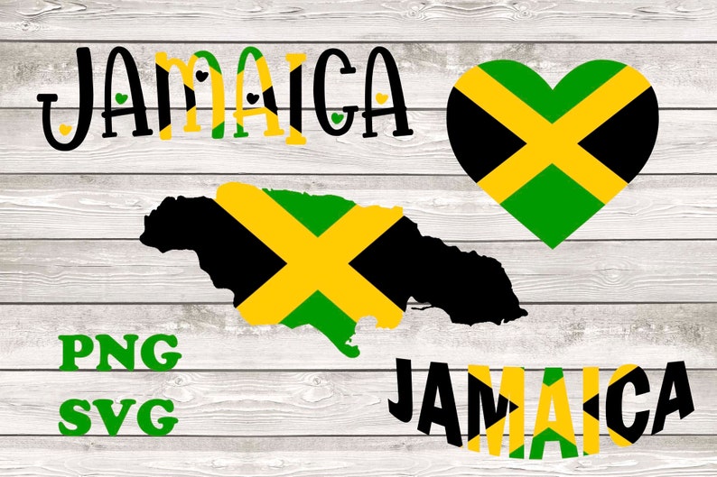 Jamaica Heart and Map in Jamaican Colors Clipart-jamrock - Etsy