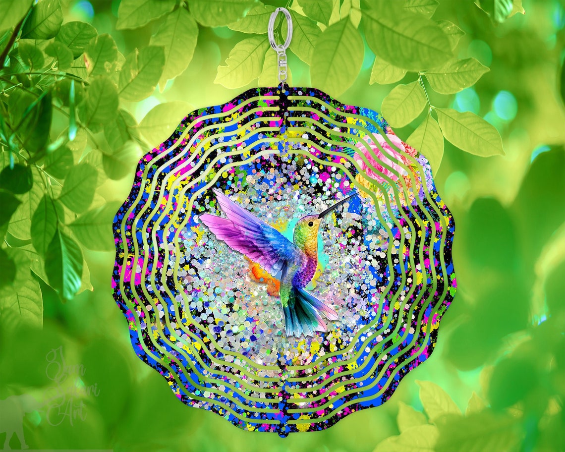 Hummingbird Wind Spinner Paint Splatter Template Wind - Etsy