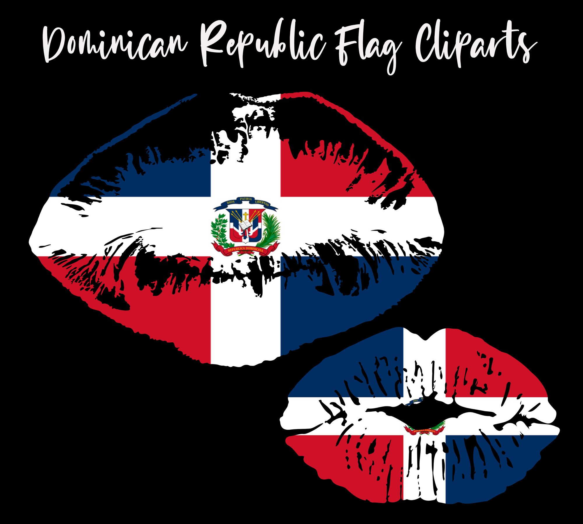 Dominican Republic 5 Flag Clipart Pack Heart Heartbeat - Etsy