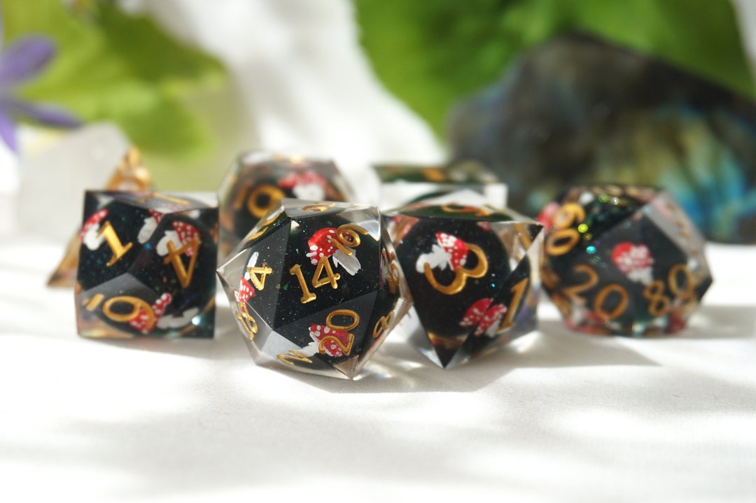Happy Little Mushroom Dice Set, Dnd Dice, Polyhedral Dice, Mushroom ...