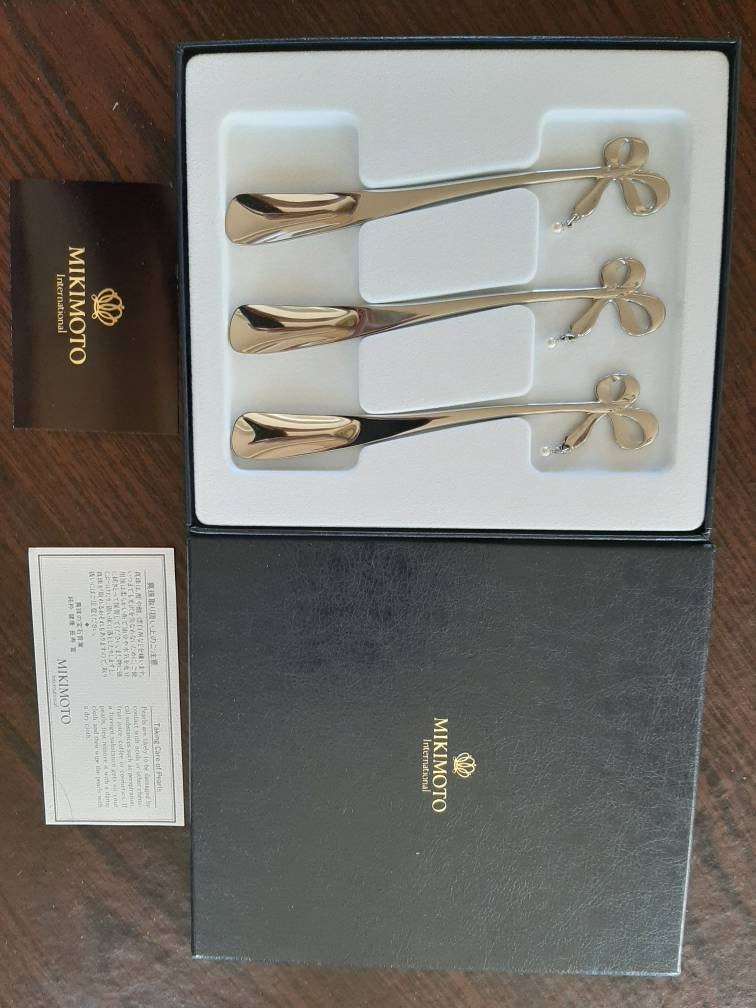 Mikimoto Pearl Serving Spoons set of 3 - Etsy