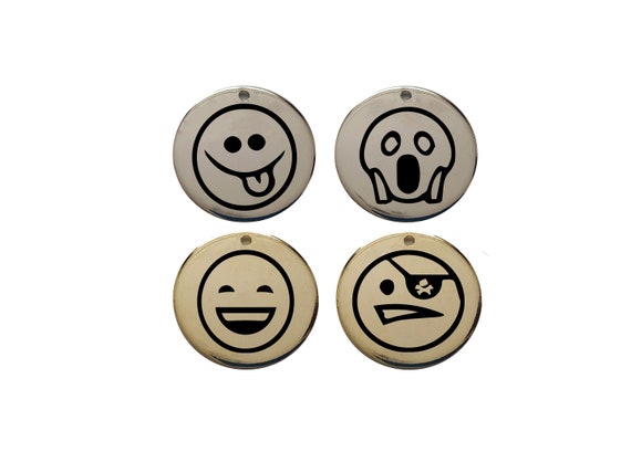 Custom Emoji Engraved Pendant 20mm Custom Round Disc | Etsy