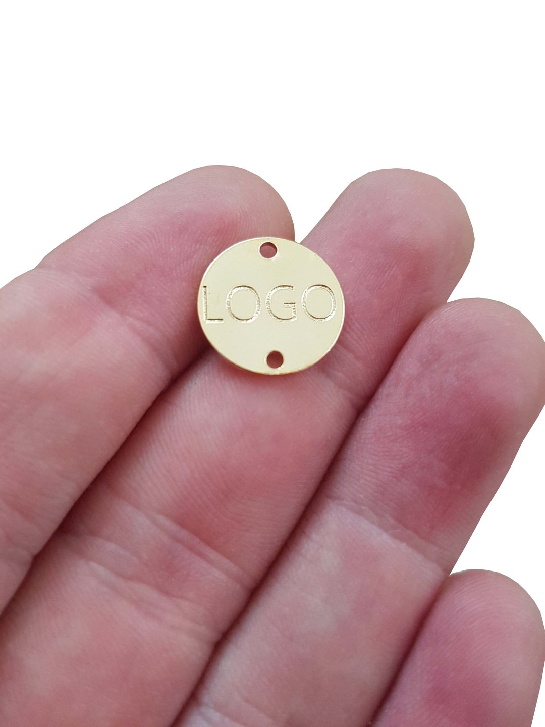 14 Mm Custom Mechanical Engraved Logo, Double Hole Round, Custom ...