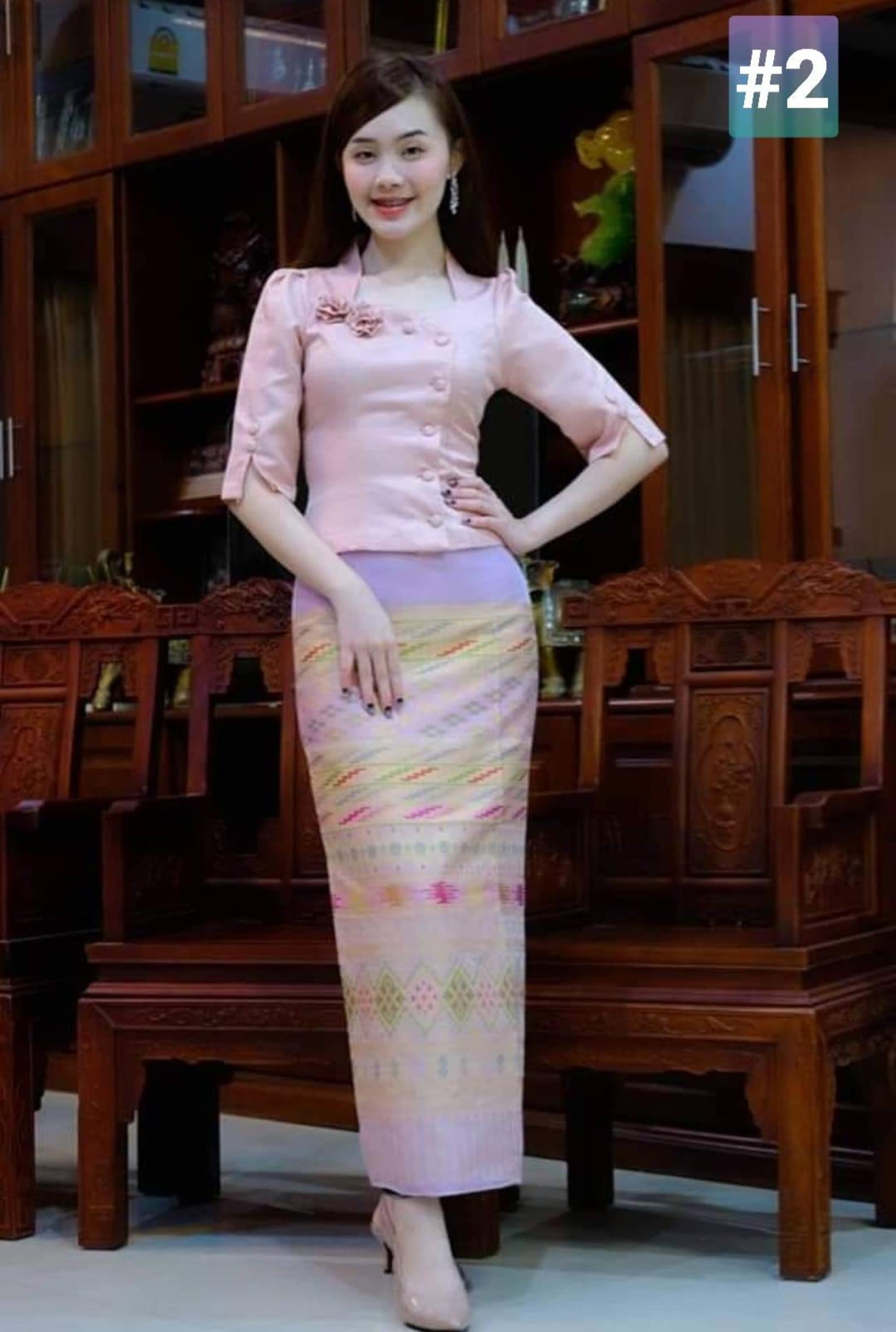 Beautiful traditional Laos Dress Lao Silk Blouse with hand | Etsy