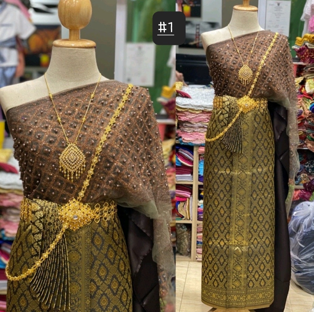 Plus Size Traditional Thai/khmer Dress Asian Wedding Dress Synthetic ...