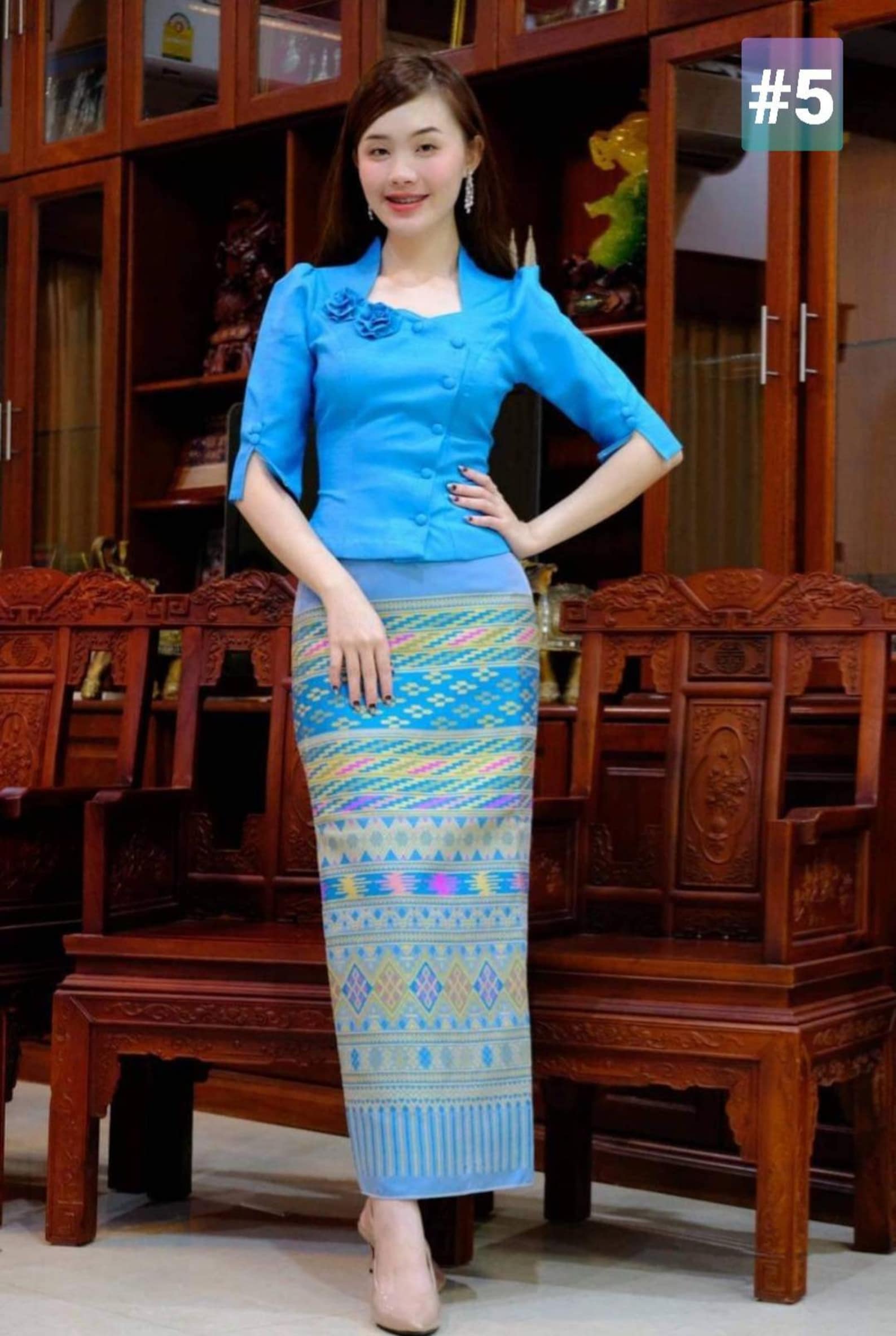 Beautiful traditional Laos Dress Lao Silk Blouse with hand | Etsy