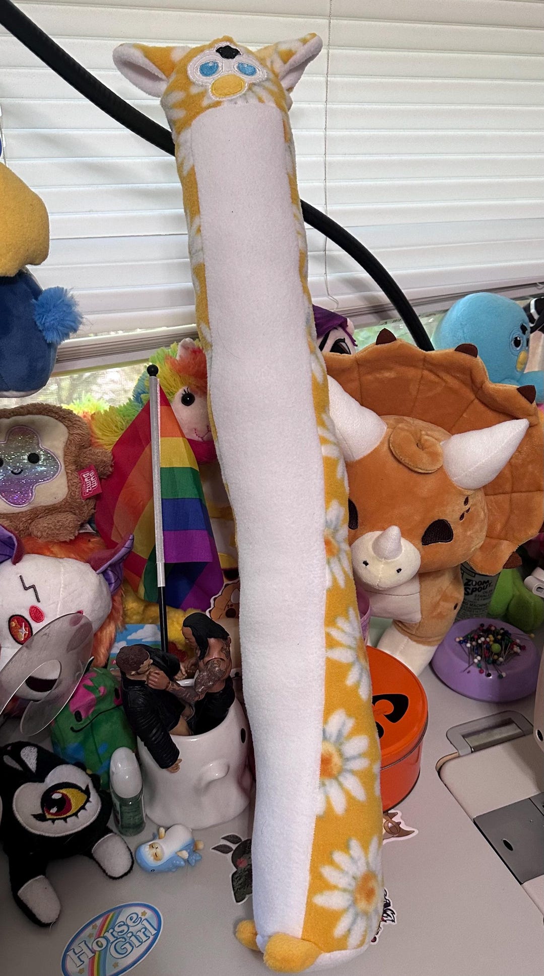 Yellow Daisy Long Furb Plush With Embroidered Face Patch Not Poseable ...