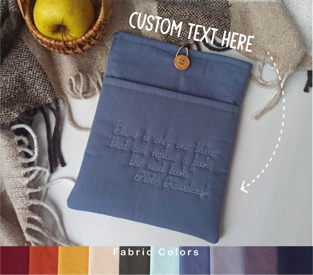 Custom Text Fabric Embroidered Book Sleeve - Etsy