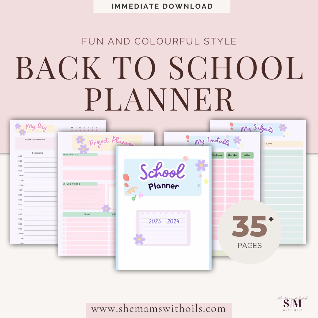Back to School Student Planner Homework and Exams Planner Back to ...