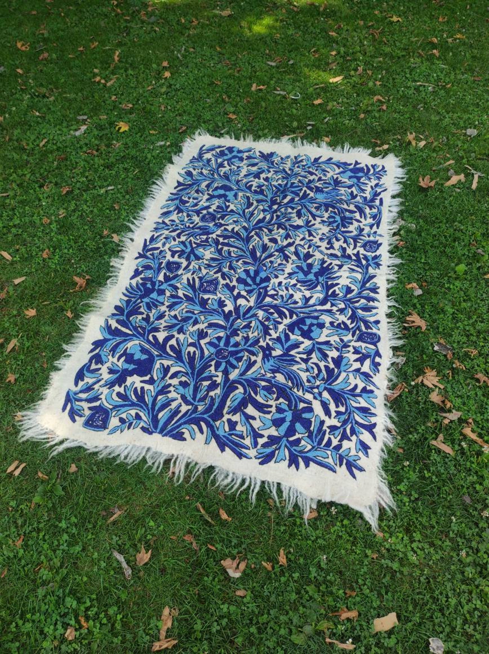 Kashmiri Namda Wool Rug | Handcrafted Felt Carpet | Unique Bohemian ...