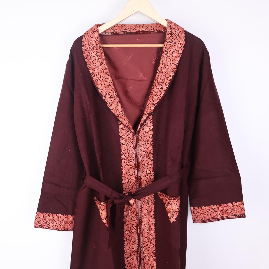 Luxurious Woolen Embroidered Men's Dressing Gown – Elegant Loungewear ...